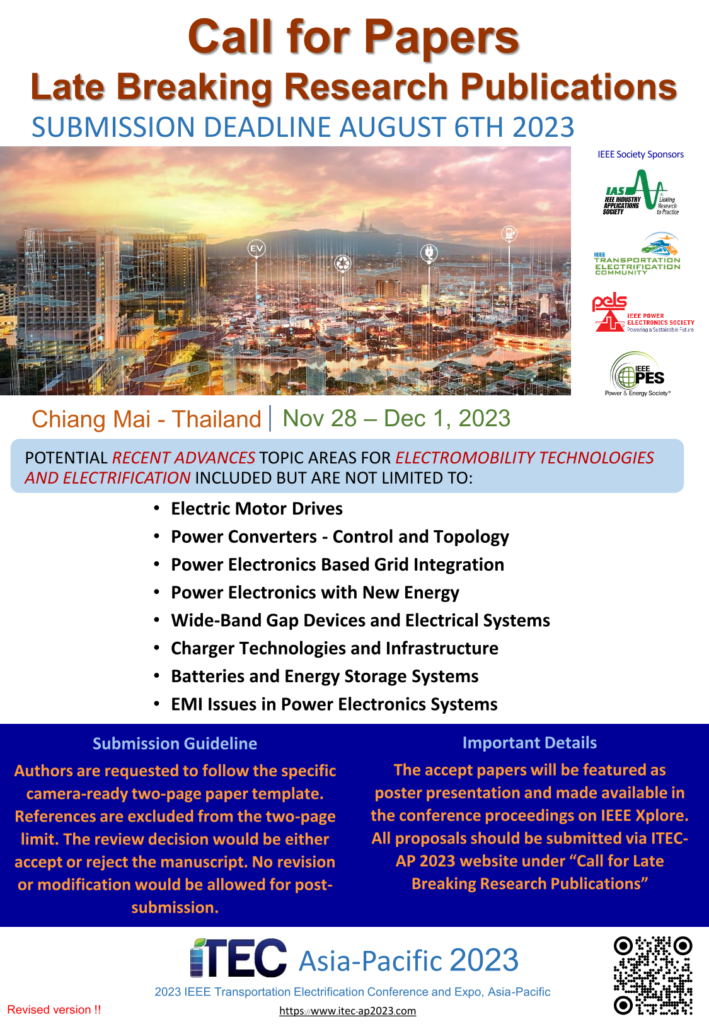 Inviting to join 2023 IEEE Transportation Electrification Conference and Expo, Asia-Pacific ...