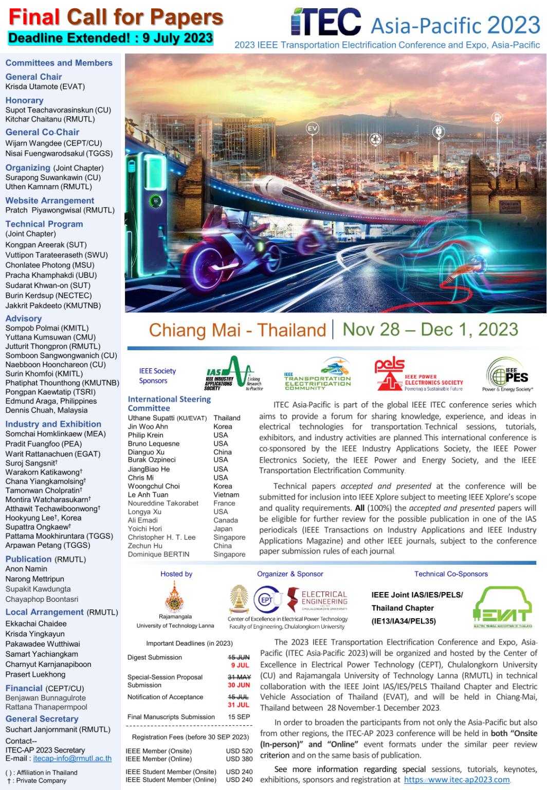 Inviting to join 2023 IEEE Transportation Electrification Conference and Expo, Asia-Pacific ...